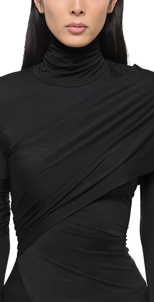 Helmut Lang - Asymmetric Draped Turtleneck Top