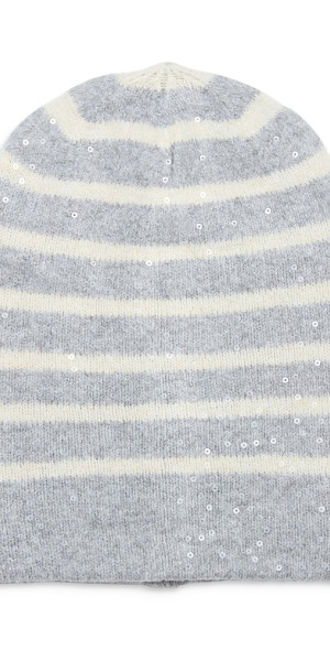 Jocelyn - Star Charm Sequin Striped Beanie