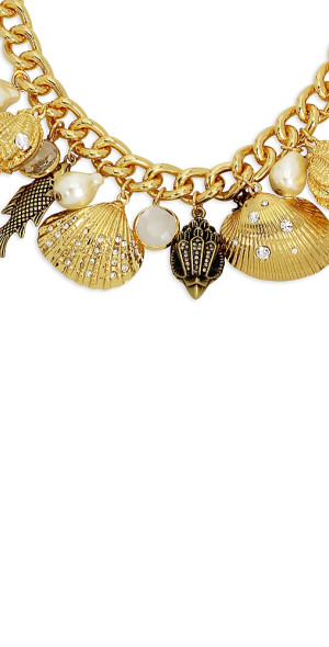 Kurt Geiger London - Signature Eagle & Shell Bib Necklace, 16