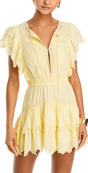 Loveshackfancy - LoveShackFancy Darryl Lace Trim Mini Dress