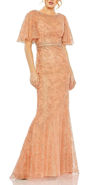 Mac Duggal - Embellished Neck Butterfly Sleeve Trumpet Gown