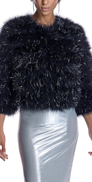Maximilian - Feather Bolero with Metallic Thread Inserts
