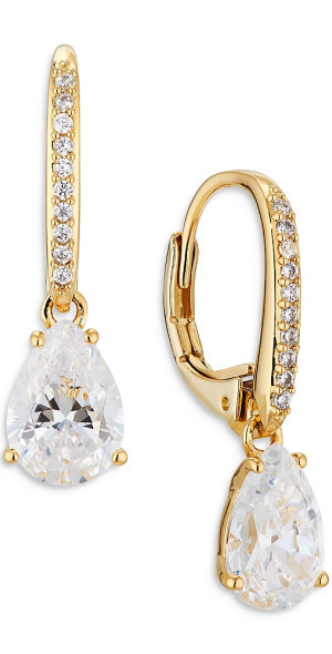 Nadri - Modern Love Pave & Pear Shape Cubic Zirconia Drop Earrings