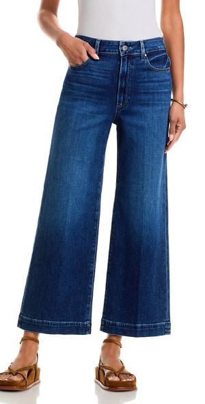 Paige - Anessa High Rise Cropped Wide Leg Jeans in Kindered
