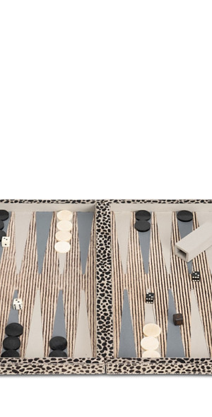 Pigeon & Poodle - Bailey Cheetah Print Hair-On-Hide Backgammon Game Set, Large