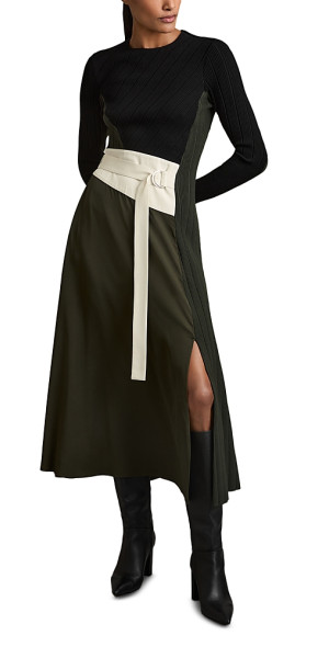 Reiss - Emilina Knit Woven Midi Dress