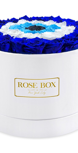 Rose Box Nyc - Large Round Box with Evil Eye of Roses