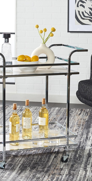 Safavieh - Lameris 2 Tier Chrome Bar Cart with Handles