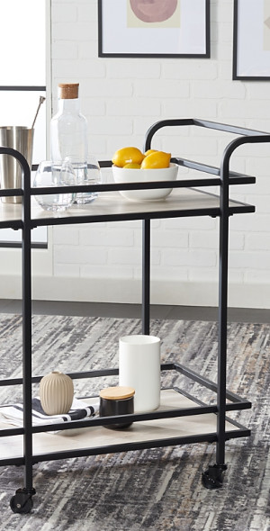 Safavieh - Lameris 2 Tier Matte Black Bar Cart with Handles