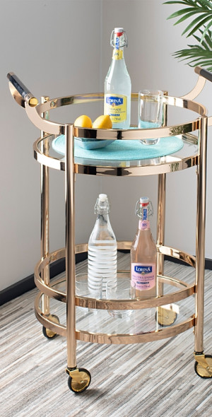 Safavieh - Sienna Gold 2 Tier Round Bar Cart