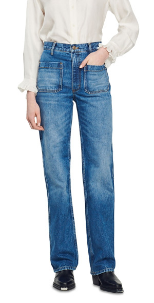 Sandro - Moore High Rise Flare Jeans in Blue Jean