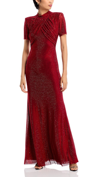 Self-portrait - Self-Portrait Red Rhinestone Mesh Dress