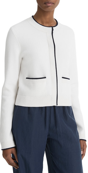 Vince - Contrast Tipped Snap Front Cardigan