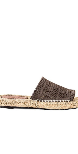 ALAÏA - Leather Laser Cut Flat Espadrilles