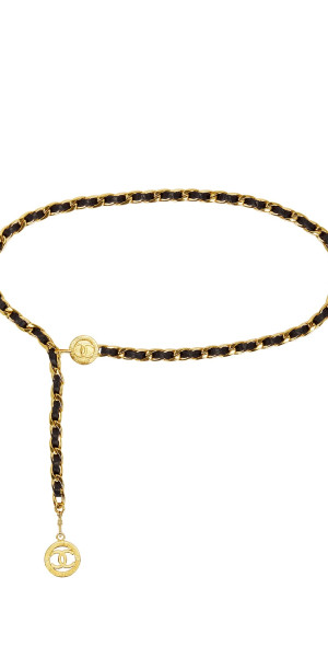chanel - Chanel Coco Mark Chain Leather Belt