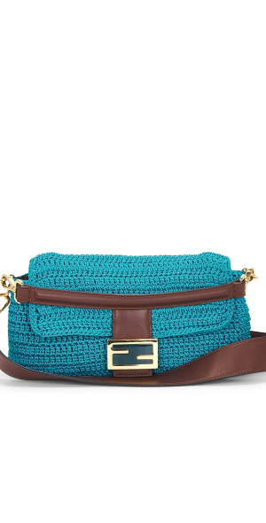 fendi - Fendi Raffia Crochet Baguette Shoulder Bag