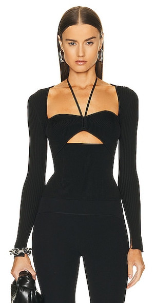 SIMKHAI - Alexia Long Sleeve Sweetheart Top