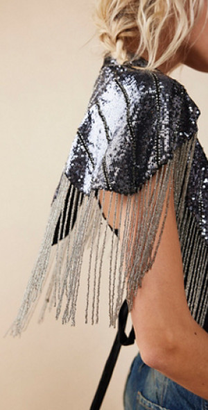 Free People - Symphony Sequin Fringe Capelet