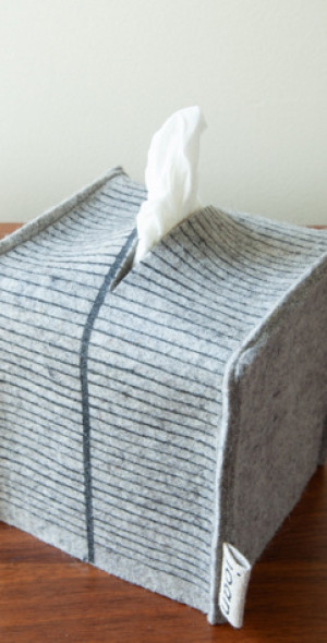 Olga Joan - Charcoal Ploma Wool Tissue Box Cover