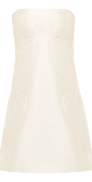 Anna October - - Mallory Embroidered Satin Mini Dress - Ivory - L