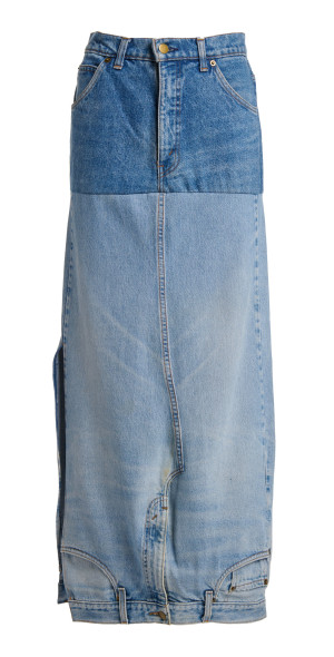 A.W.A.K.E. MODE - - Upcycled Denim Mirror Effect Midi Skirt - Blue - FR ...