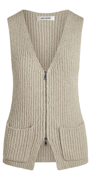Aya Muse - - Cae Knit Cotton Vest - Tan - XS