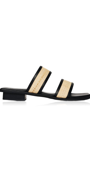 Bembien - - Bria Leather-Trimmed Woven Rattan Slides - Black - FR 39