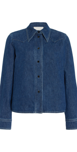 CLOSED - - Denim Western Shirt - Blue - XL