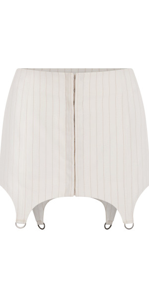 De La Vali - - Basque Garter-Detailed Crepe Mini Skirt - Ivory - UK 12 ...
