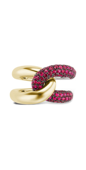 Gemella Jewels - - Intertwin 18K Yellow Gold Ruby Ring - Red - US 7 - Gifts For Her