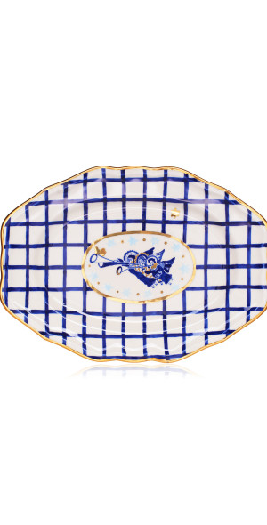 Gunia Project - - Curvy Plate With Angels - Blue