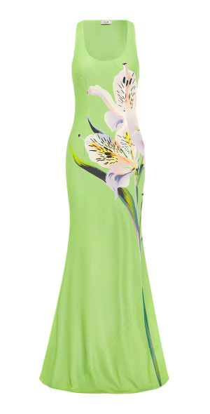 Leo Lin - - Helena Wool-Silk Maxi Dress - Green - AU 6