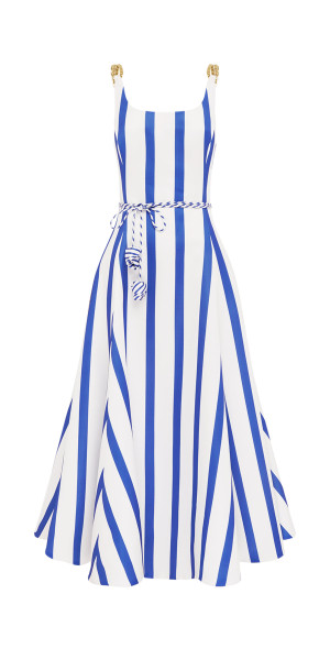 Leo Lin - - Serafina Striped Maxi Dress - Navy - AU 10