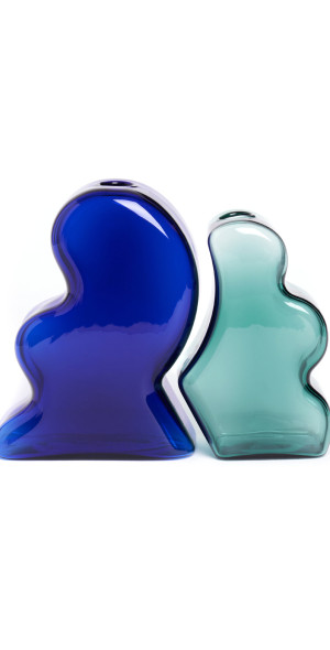 Manu Nanu - - Interlocking Vase; Cobalt Blue/Teal - Multi