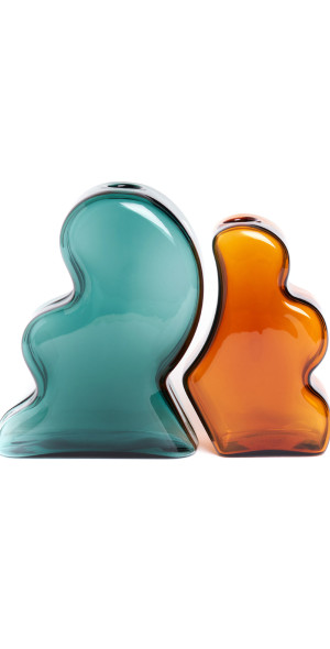 Manu Nanu - - Interlocking Vase; Teal/Amber - Multi