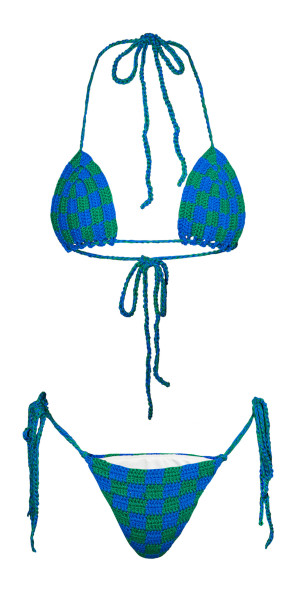 Memorial Day - - Checkered Triangle Bikini Set - Blue - 3 - Moda Operandi