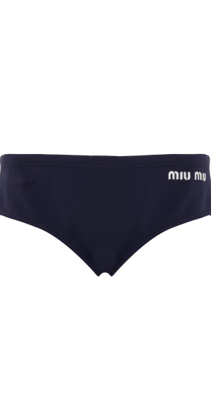 Miu Miu Logo Knit Nylon Panties Blue It 42 Moda Operandi