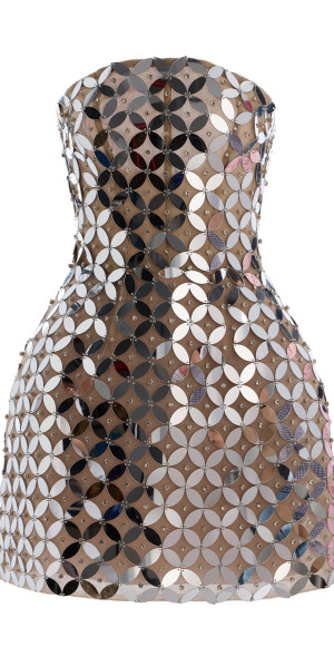 Monique Lhuillier - - Strapless Lattice Mirror Sculpted Mini Dress - Multi - US 14