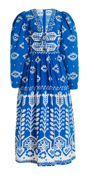 Sea - - Sonia Printed Cotton Midi Dress - Blue - US 10