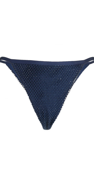 SIMKHAI - - Moxie Crystal-Mesh Bikini Bottom - Navy - L - Moda Operandi