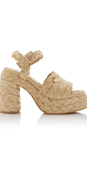 Stella McCartney - - Skyla Woven Raffia Platform Sandals - Neutral - IT ...