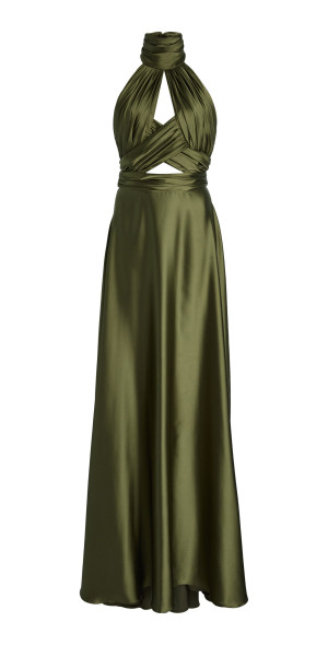 Zuhair Murad Cutout Satin Maxi Dress Green Fr 42
