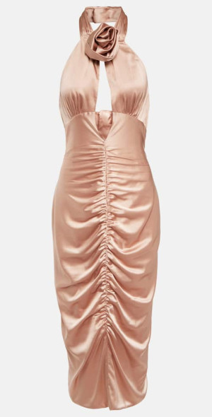 Alessandra Rich - Ruched cutout satin midi dress