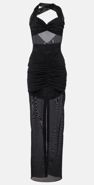 Alessandra Rich - Ruched sheer mesh maxi dress