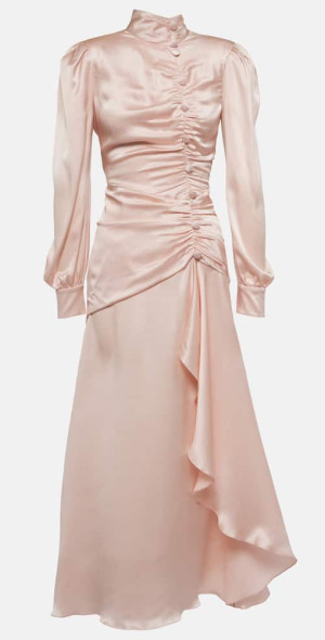 Alessandra Rich - Ruched silk satin maxi dress