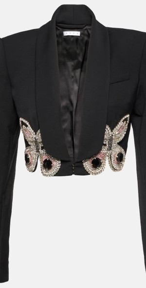 Area - Embellished cropped wool blazer