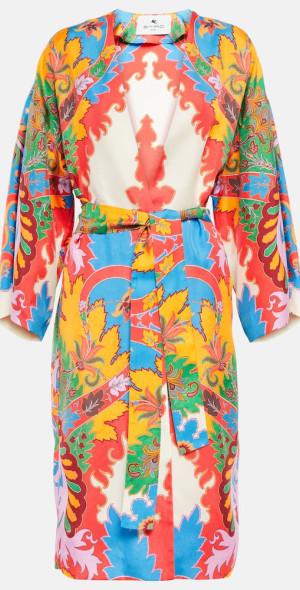 Etro - Printed silk beach cover-up