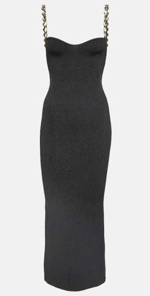 Galvan - Globe Chain Wave ribbed-knit midi dress