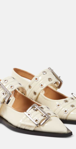 Ganni - Faux leather ballet flats