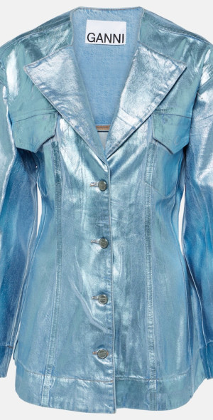 Ganni - Foil metallic denim blazer